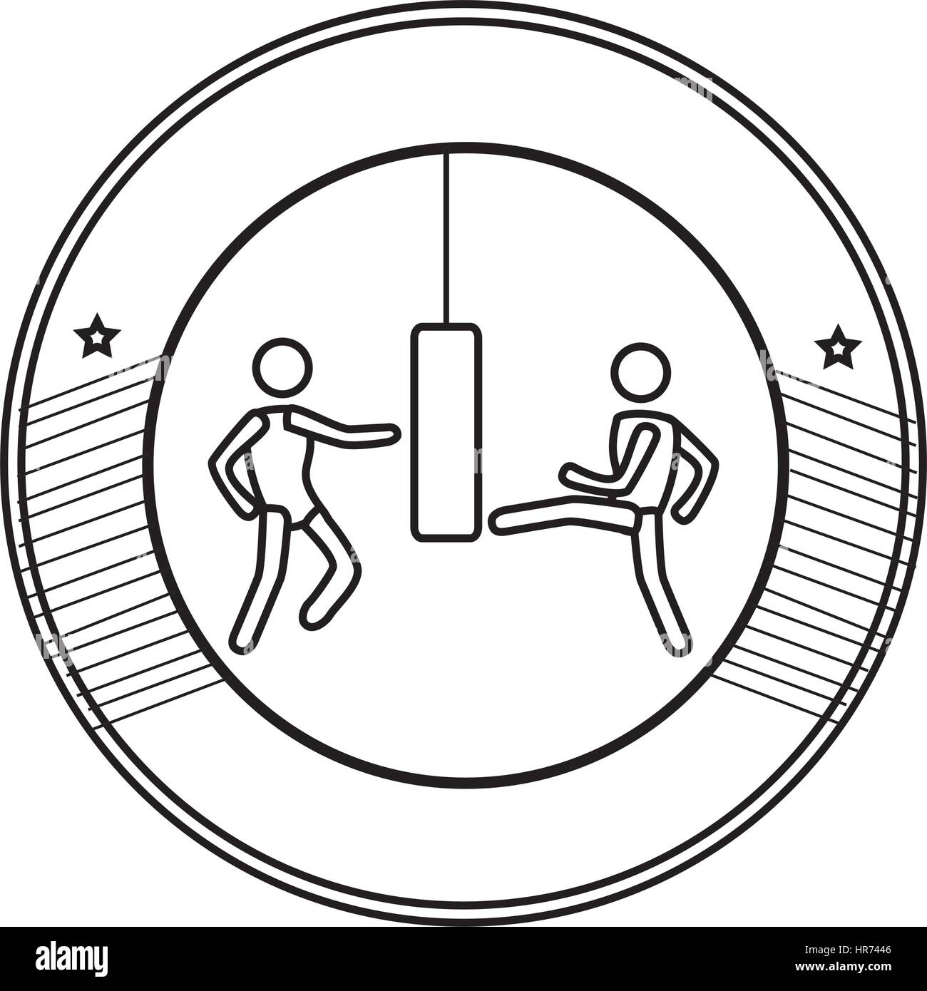 silhouette circular frame with graphic men knocking bag weight Stock ...