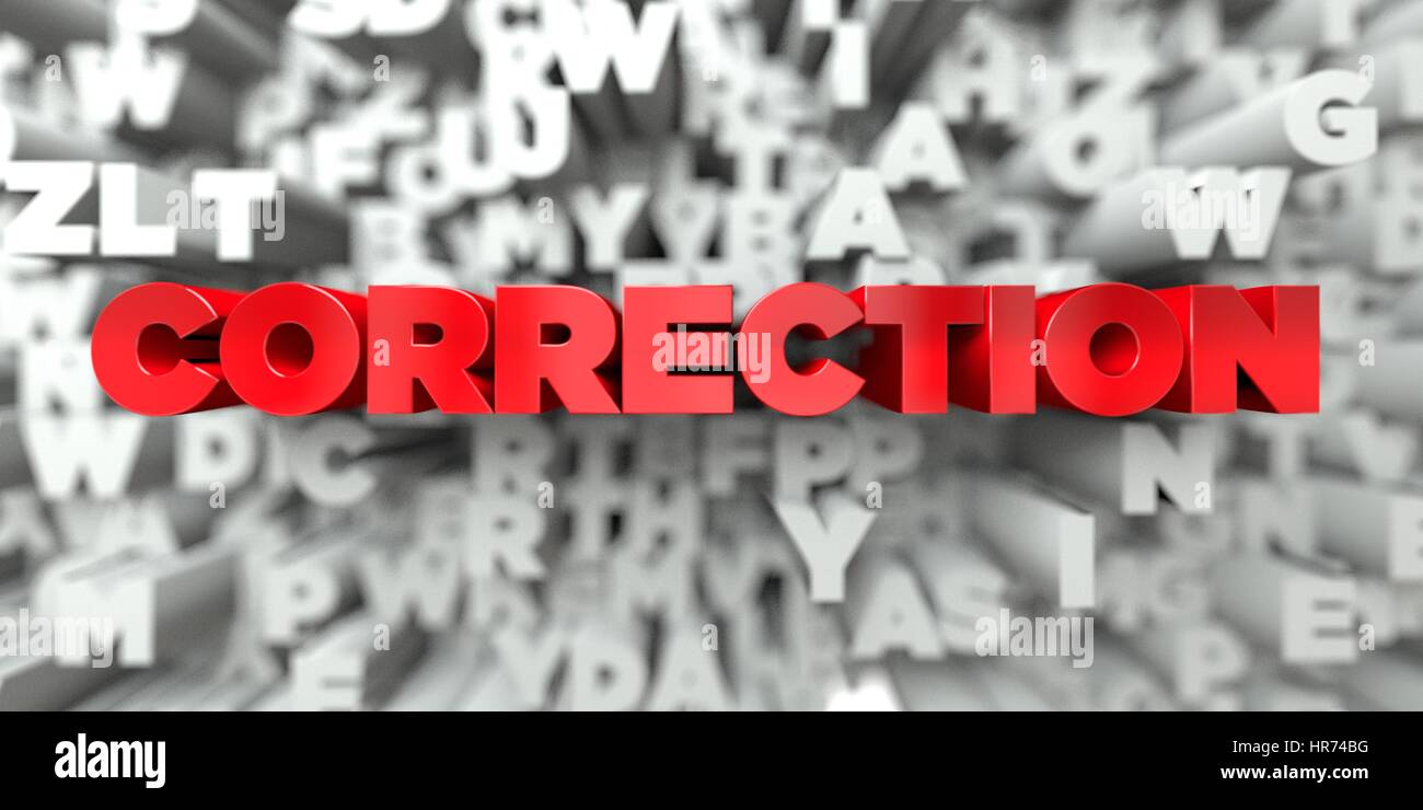 CORRECTION - Red text on typography background - 3D rendered royalty ...