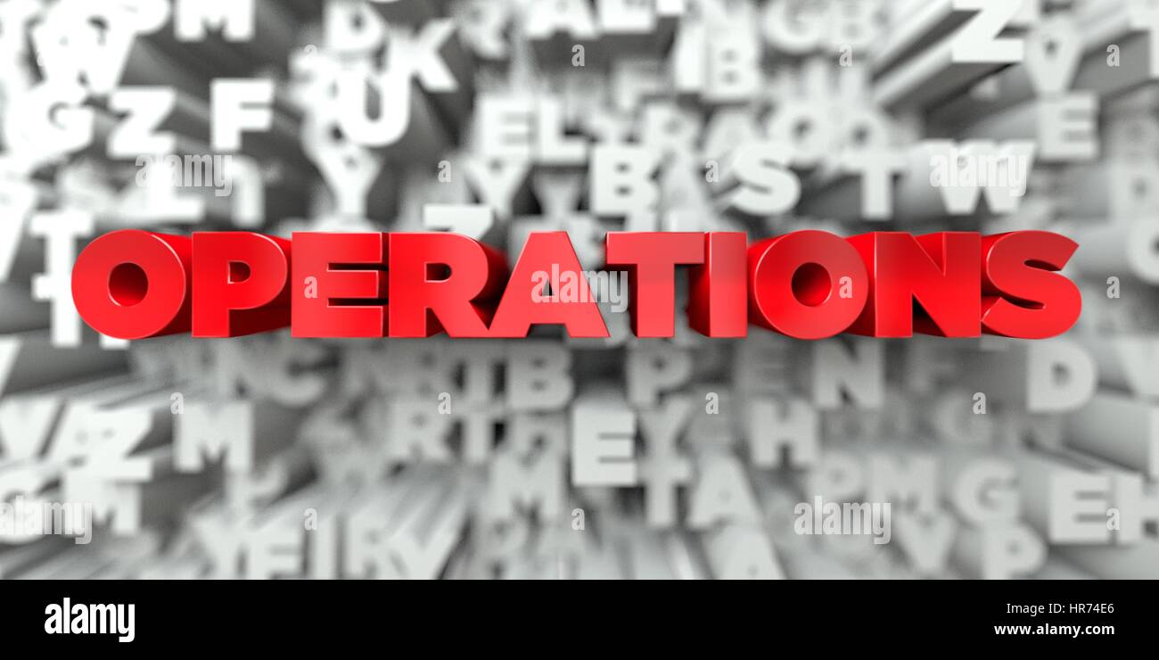 OPERATIONS - Red text on typography background - 3D rendered royalty ...