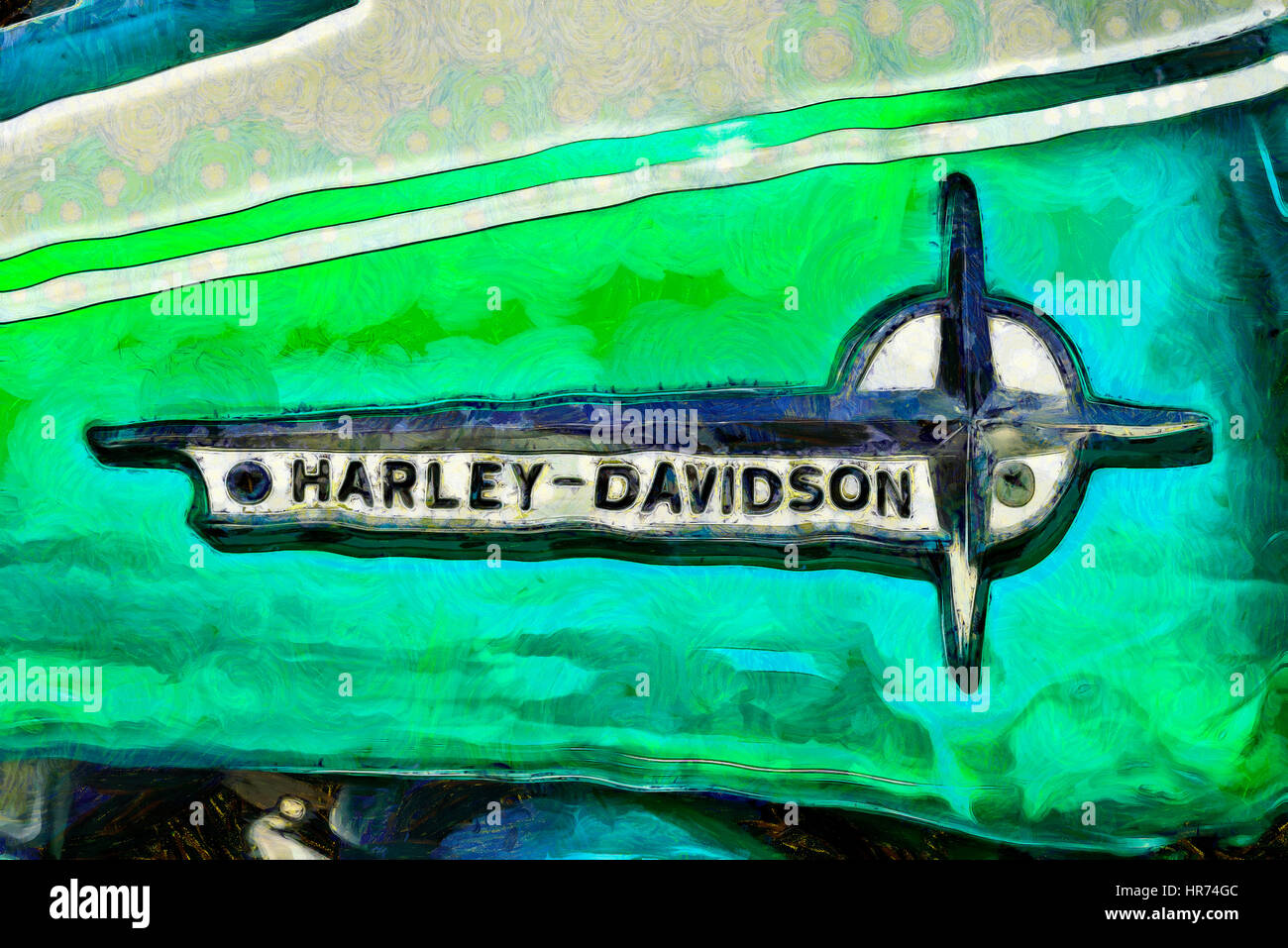 Harley-Davidson badge on tank Stock Photo - Alamy