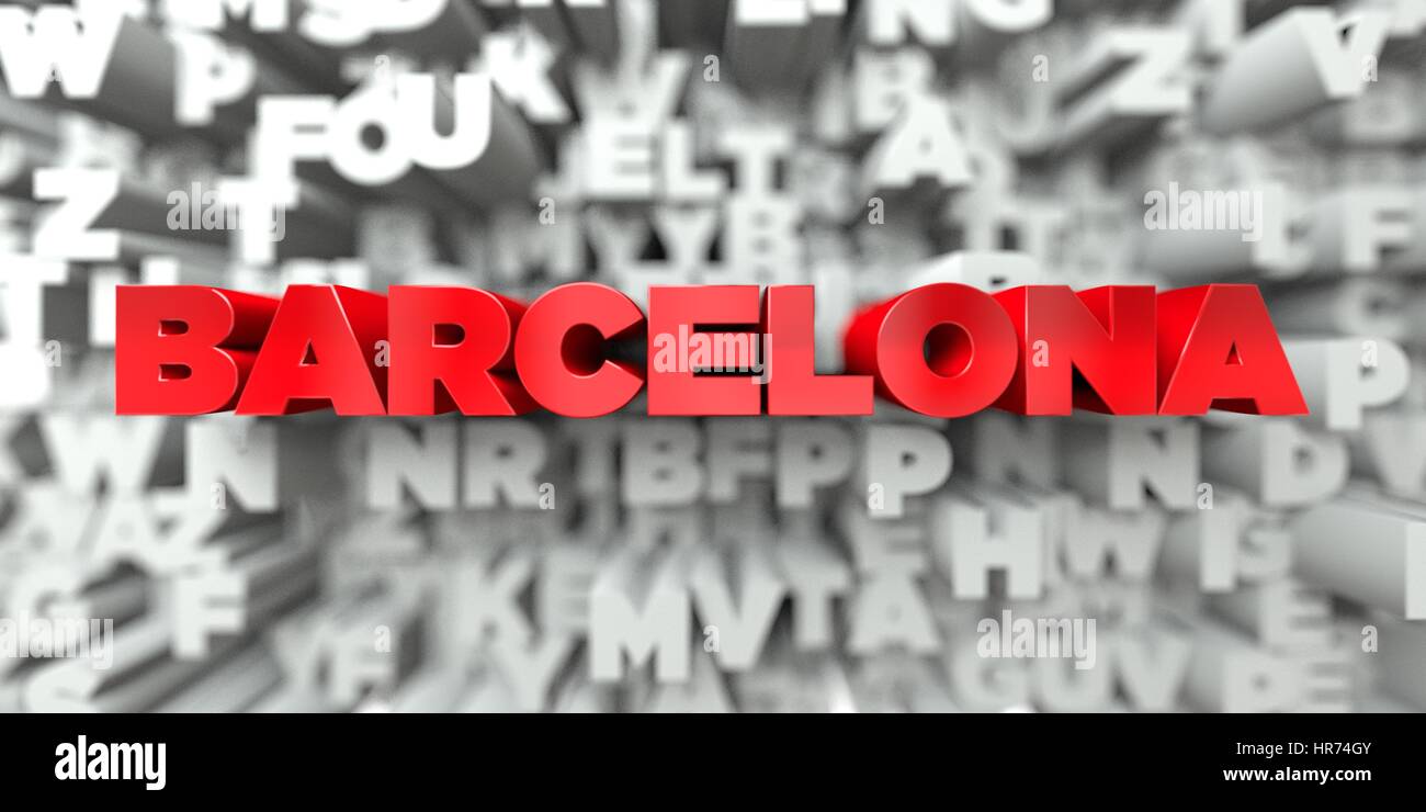 BARCELONA - Red text on typography background - 3D rendered royalty ...
