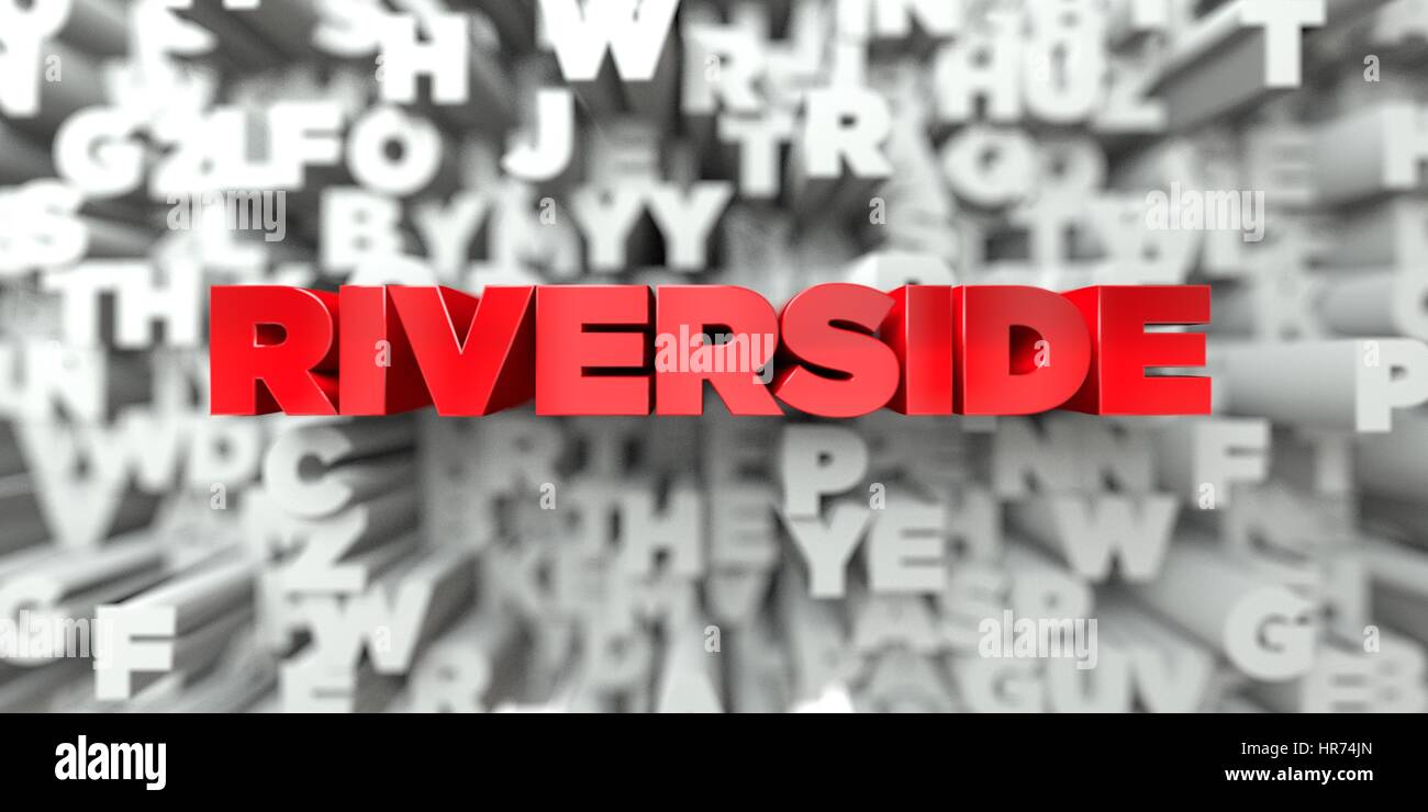 RIVERSIDE - Red text on typography background - 3D rendered royalty ...