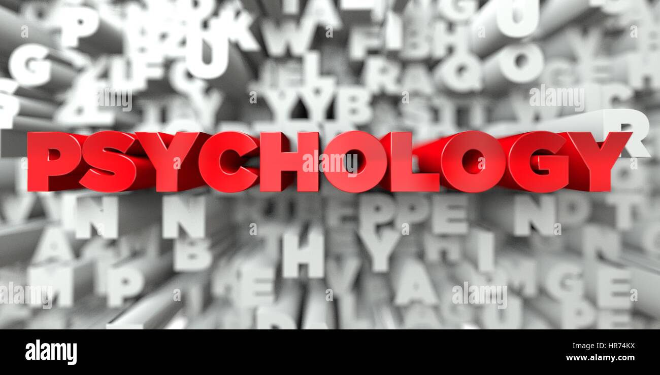 PSYCHOLOGY - Red text on typography background - 3D rendered royalty ...
