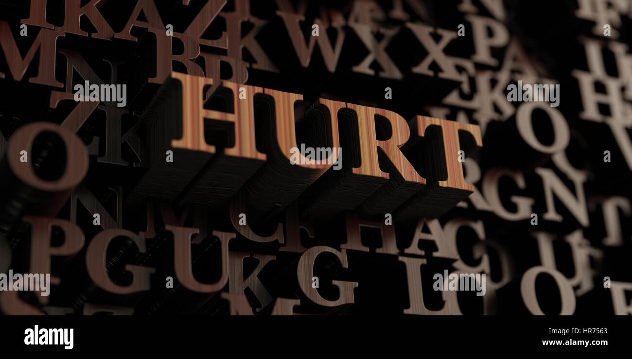 Hurt - Wooden 3D rendered letters/message. Can be used for an online ...