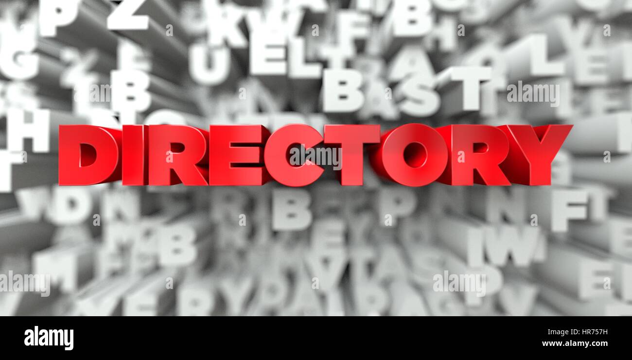 DIRECTORY - Red text on typography background - 3D rendered royalty ...