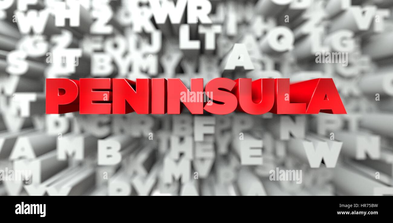 PENINSULA - Red text on typography background - 3D rendered royalty ...