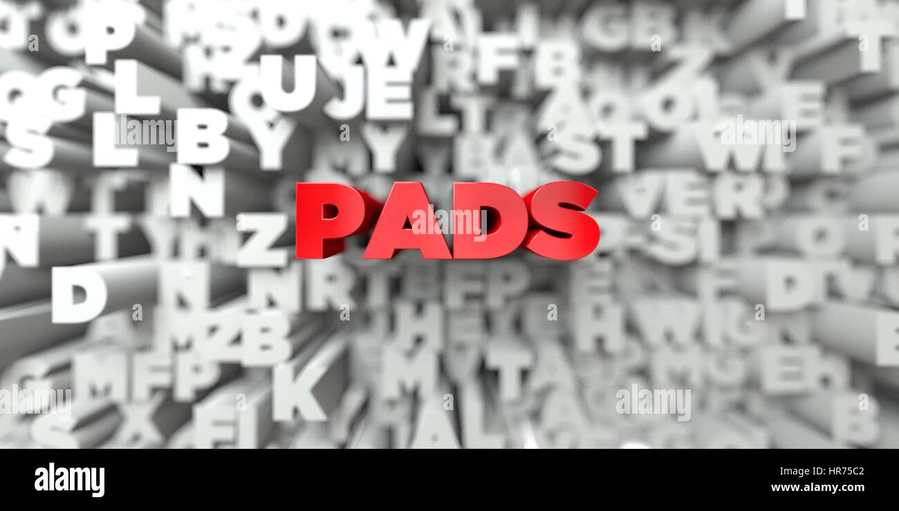 PADS - Red text on typography background - 3D rendered royalty free ...