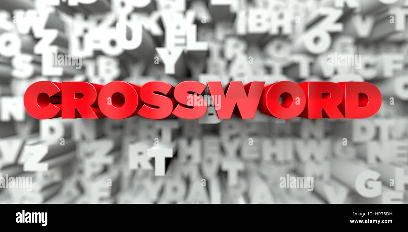 CROSSWORD - Red text on typography background - 3D rendered royalty ...
