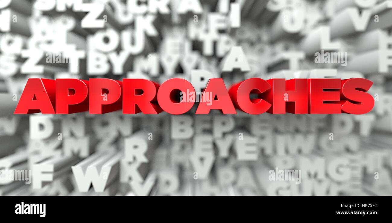 APPROACHES - Red text on typography background - 3D rendered royalty ...