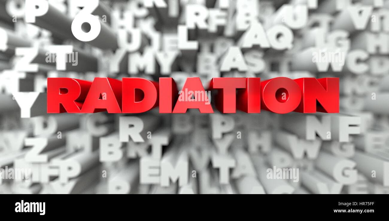 RADIATION - Red text on typography background - 3D rendered royalty ...