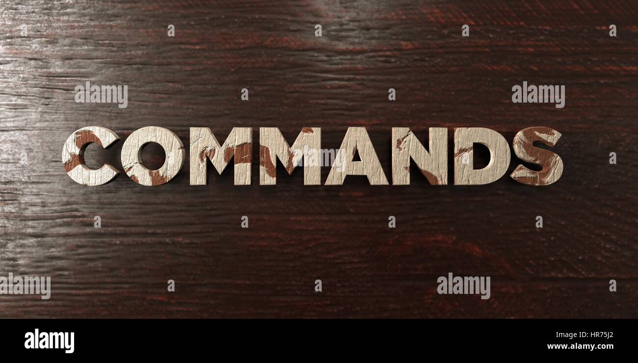 Commands - grungy wooden headline on Maple - 3D rendered royalty free ...