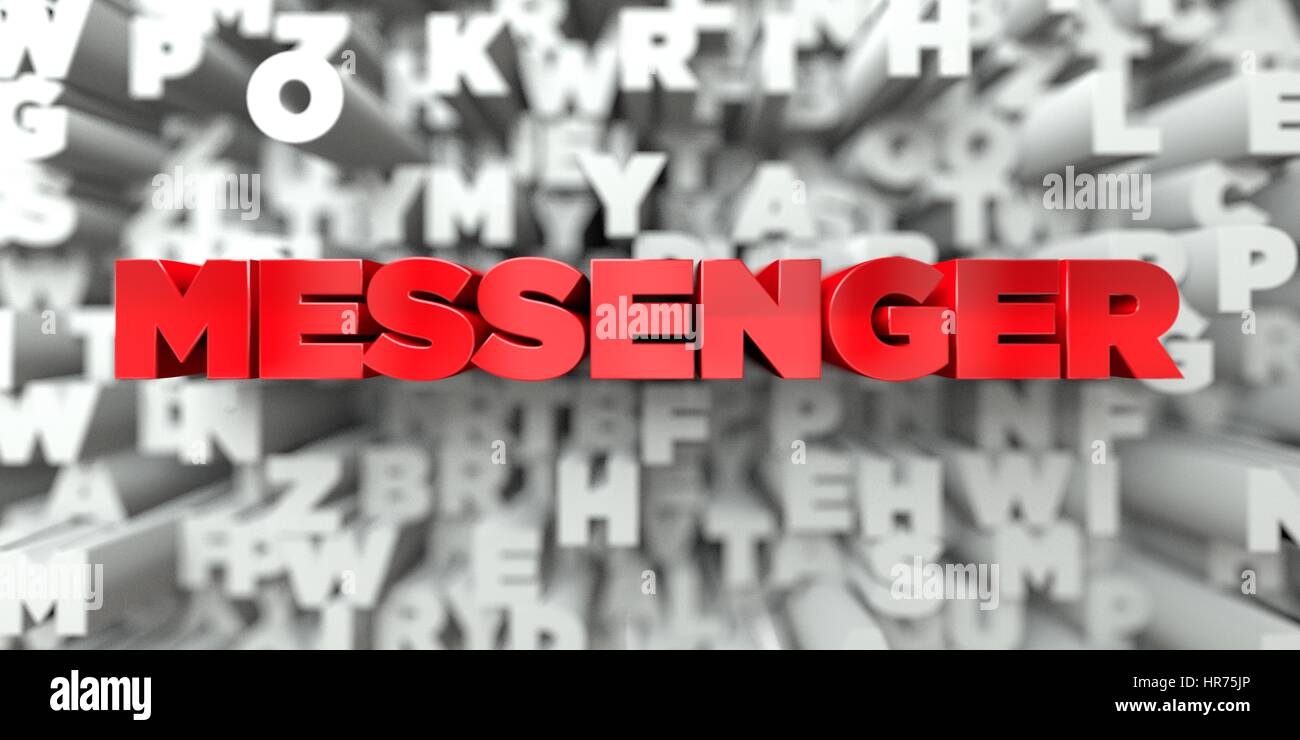 MESSENGER - Red text on typography background - 3D rendered royalty ...