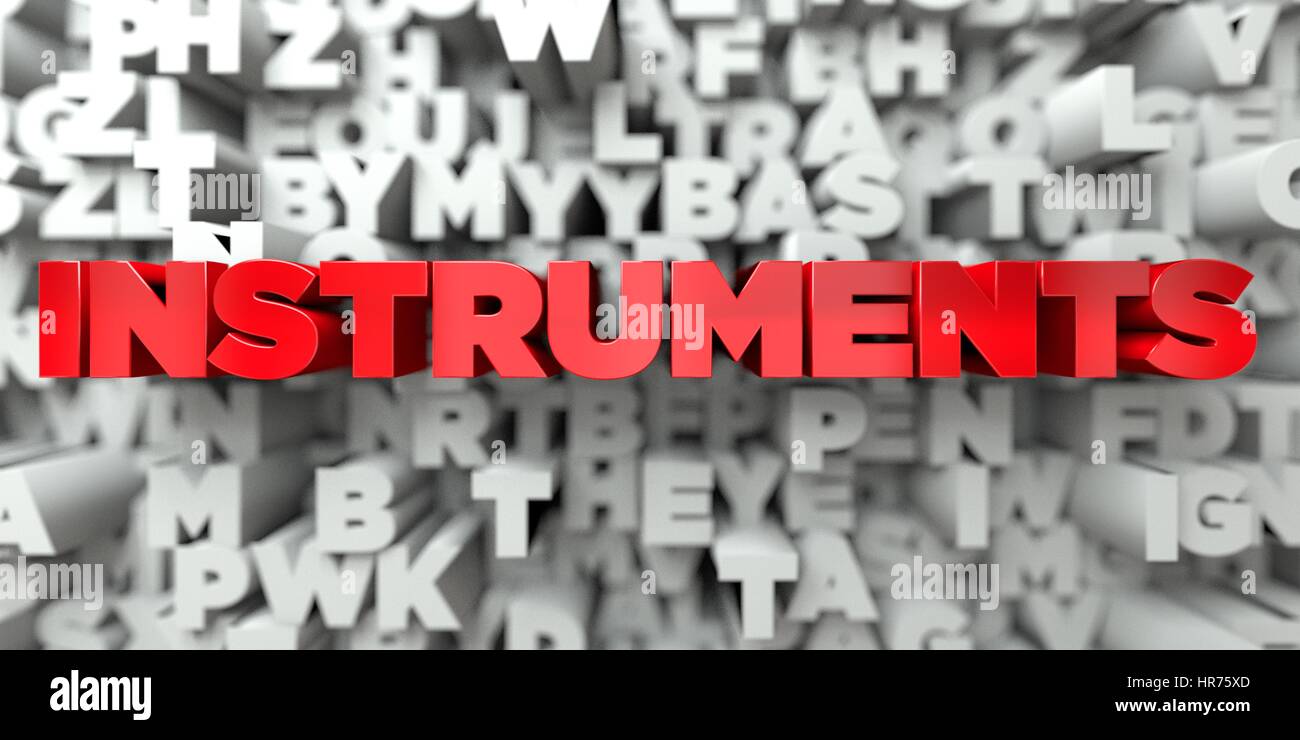 INSTRUMENTS - Red text on typography background - 3D rendered royalty ...