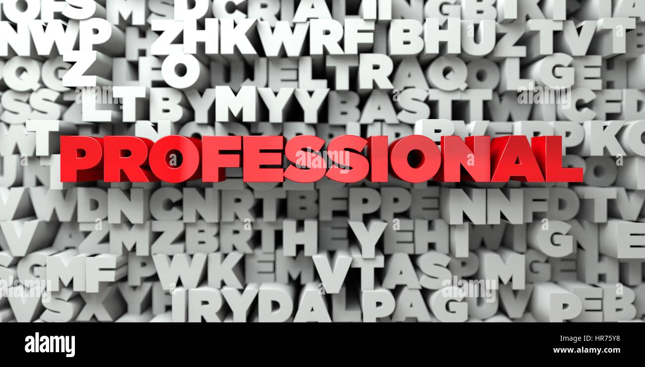 PROFESSIONAL - Red text on typography background - 3D rendered royalty ...