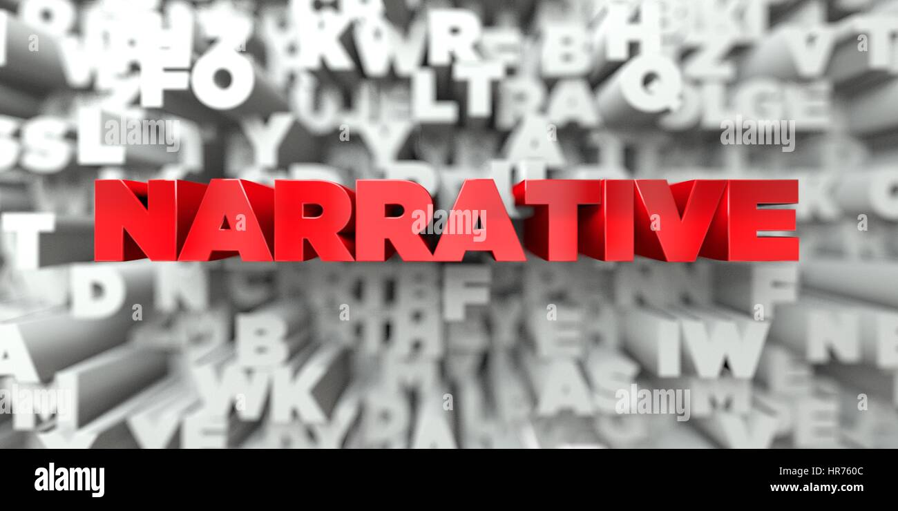 NARRATIVE - Red text on typography background - 3D rendered royalty ...