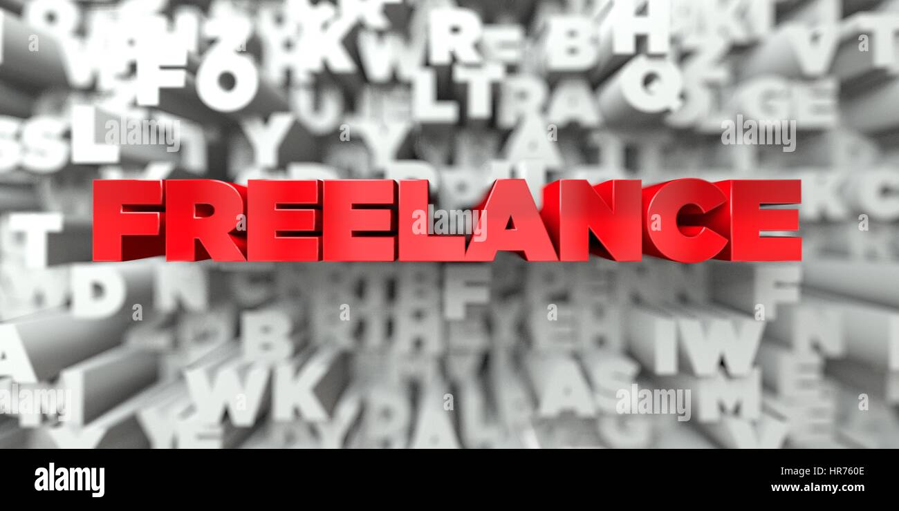 FREELANCE - Red text on typography background - 3D rendered royalty ...