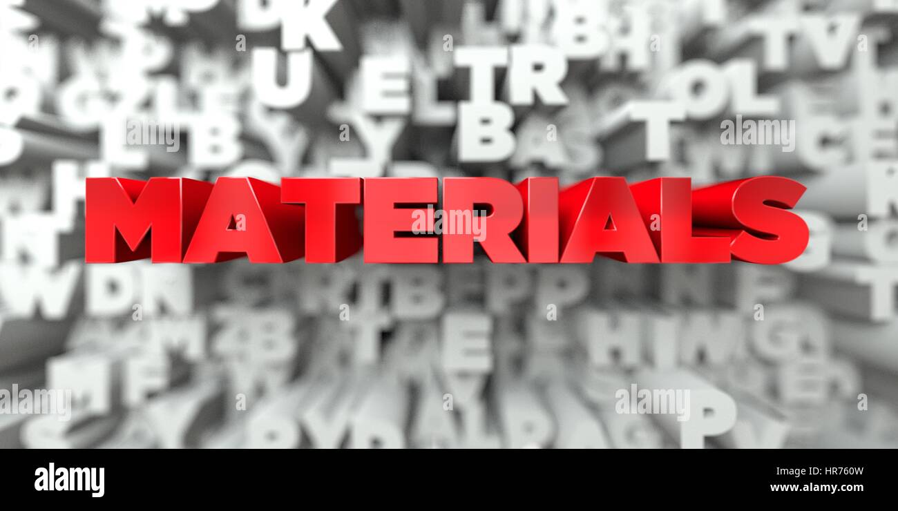 MATERIALS - Red text on typography background - 3D rendered royalty ...