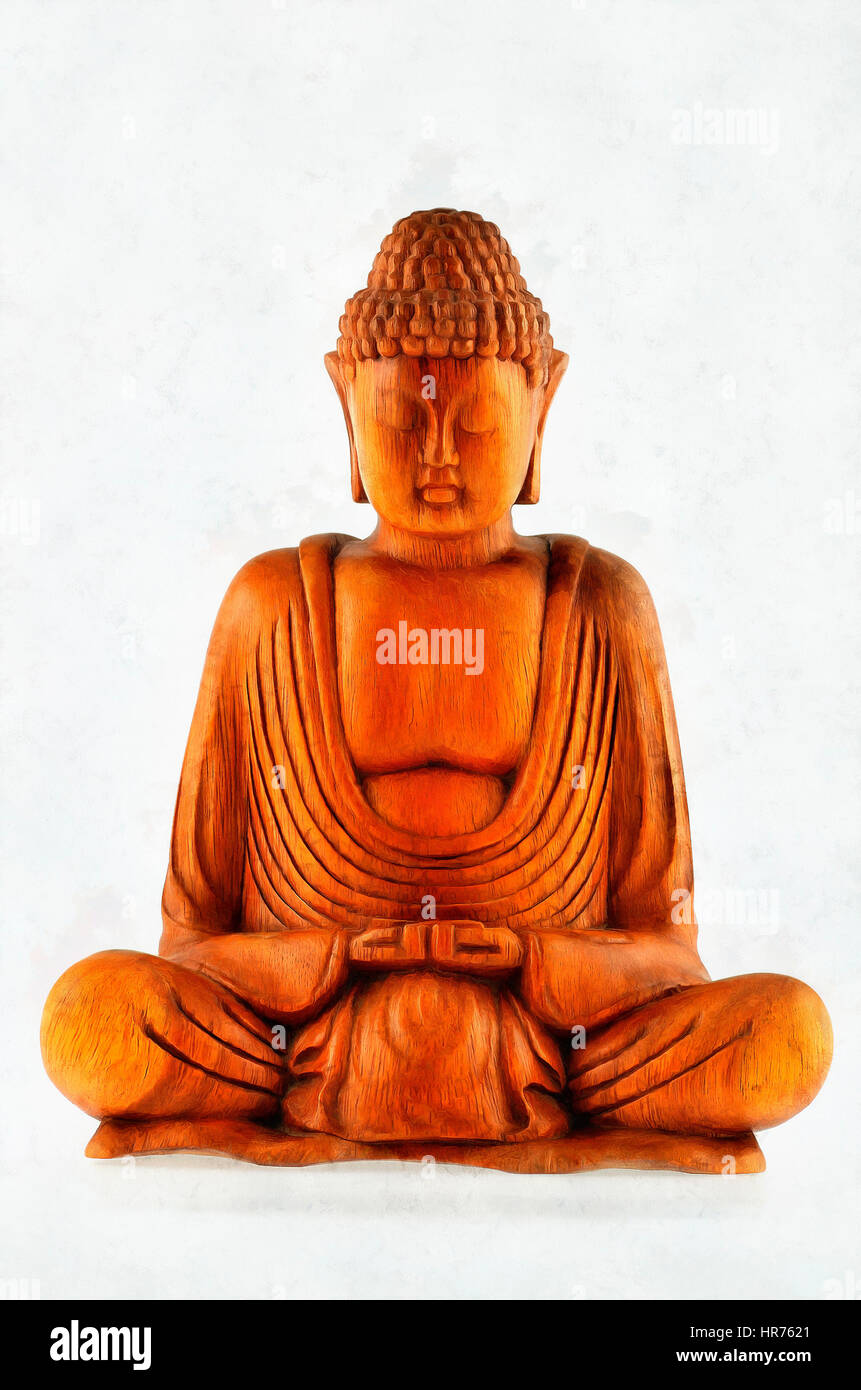 Wooden statue of Buddha Stock Photo - Alamy