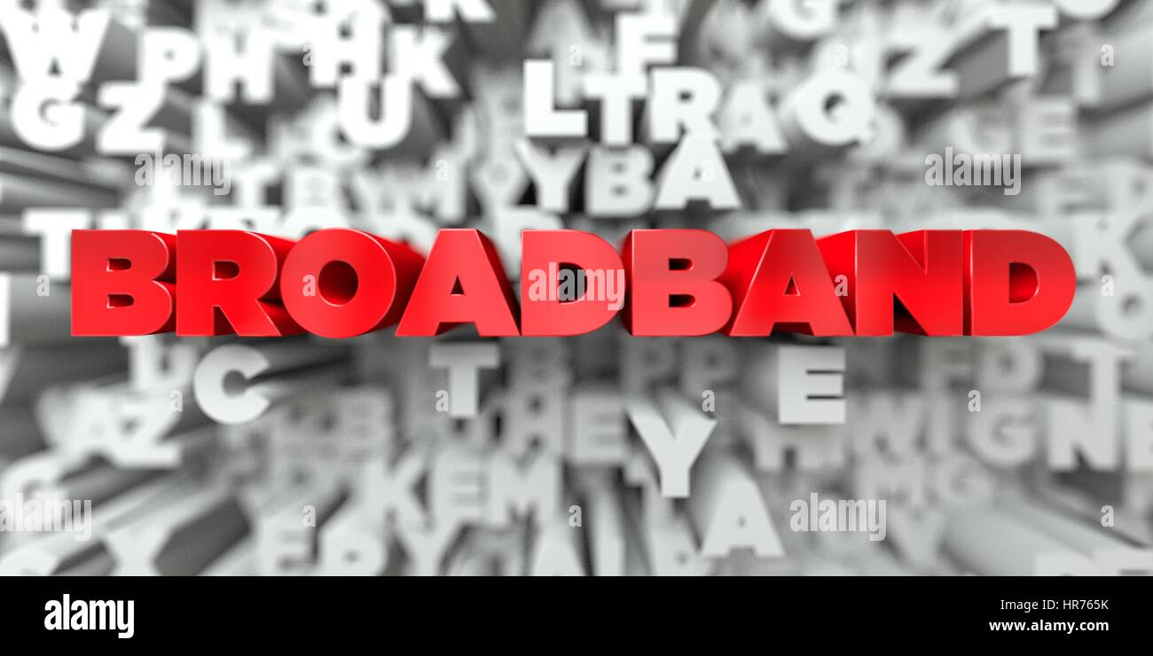 BROADBAND - Red text on typography background - 3D rendered royalty ...
