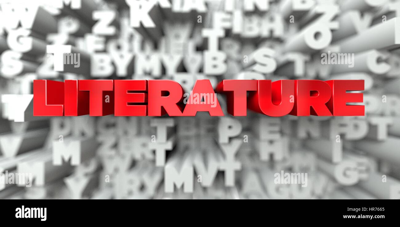 LITERATURE - Red text on typography background - 3D rendered royalty ...