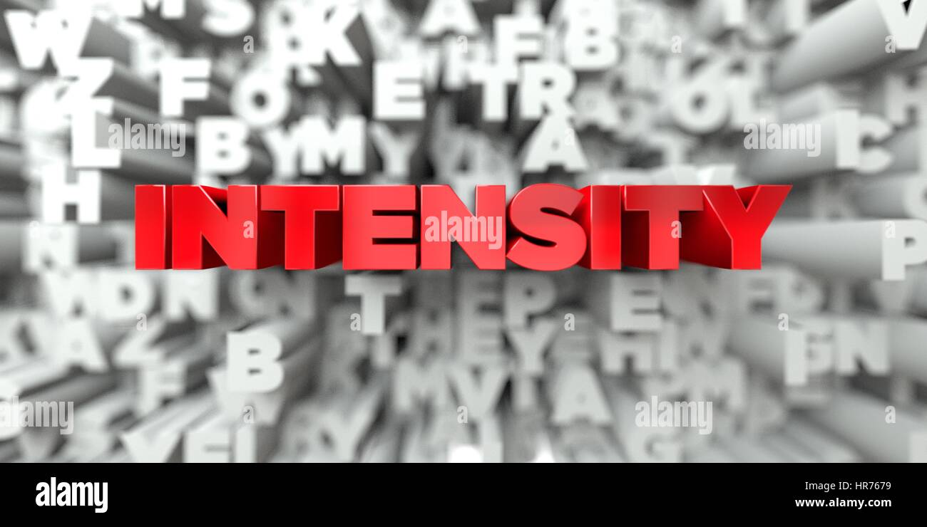 INTENSITY - Red text on typography background - 3D rendered royalty ...