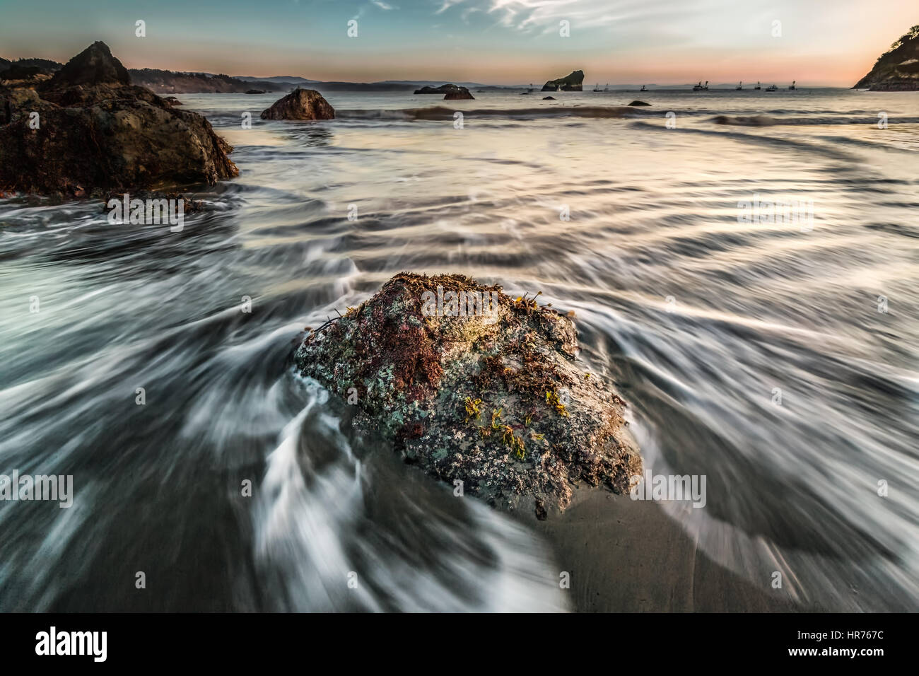 Shoreline Beach Scene from Northern California, Color Image Stock Photo ...