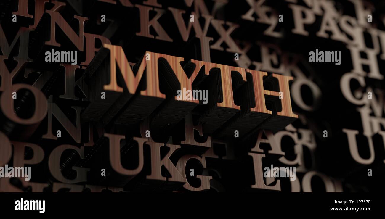 Myth - Wooden 3D rendered letters/message. Can be used for an online ...