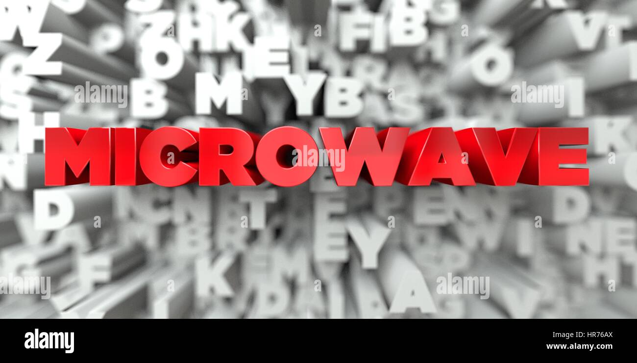MICROWAVE - Red text on typography background - 3D rendered royalty ...
