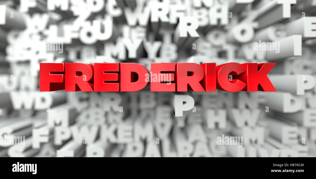FREDERICK - Red text on typography background - 3D rendered royalty ...
