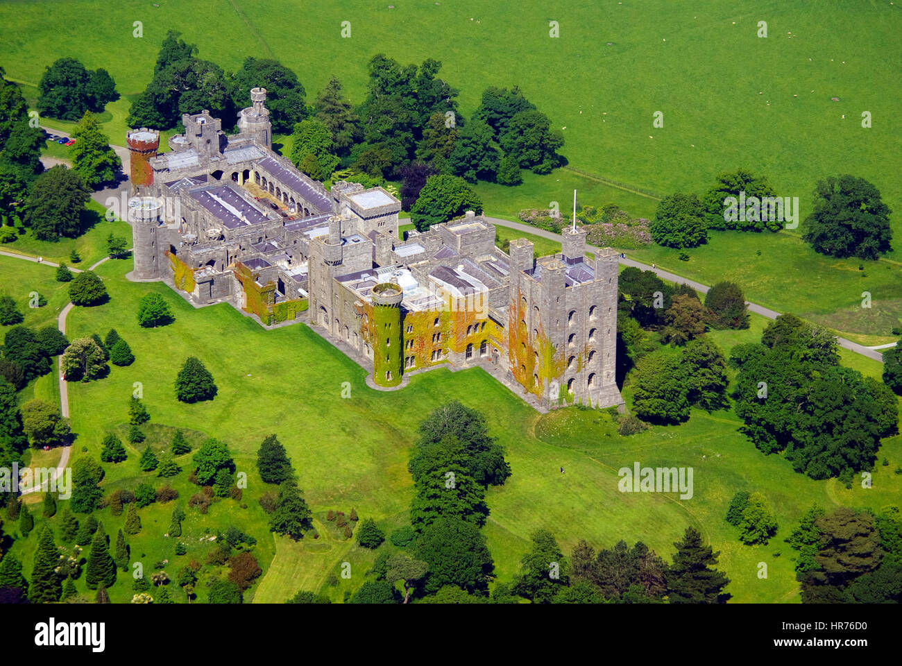 Aerial Penrhyn Castle, North West Wales Stock Photo - Alamy