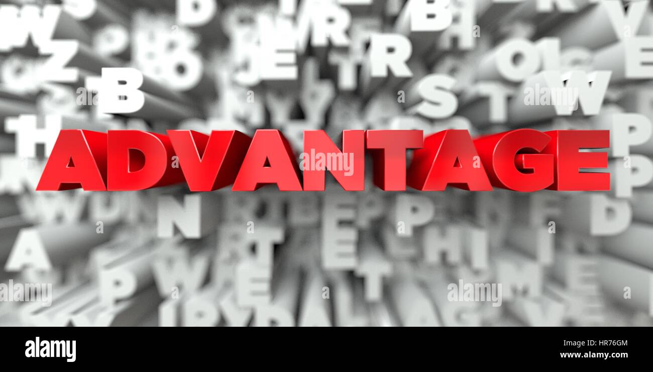 ADVANTAGE - Red text on typography background - 3D rendered royalty ...