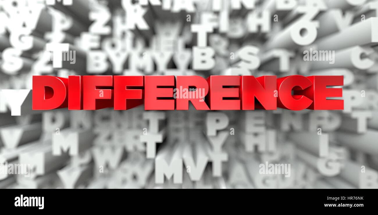 DIFFERENCE - Red text on typography background - 3D rendered royalty ...