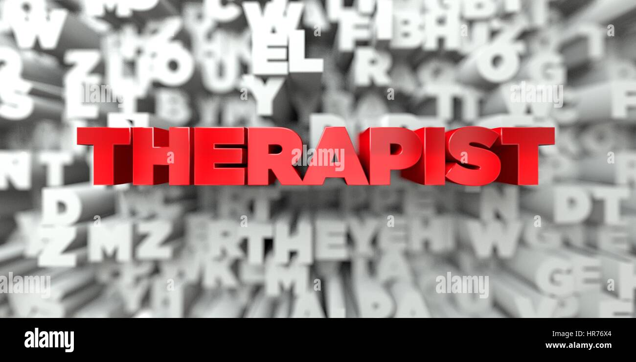 THERAPIST - Red text on typography background - 3D rendered royalty ...
