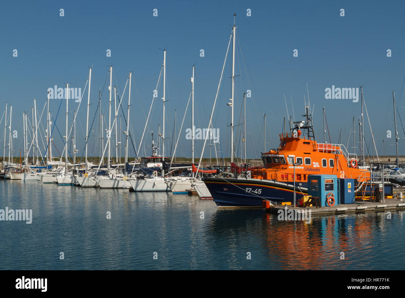 RNLI lifeboat Duke of York moored at Holyhead Marina, North Wales Stock ...