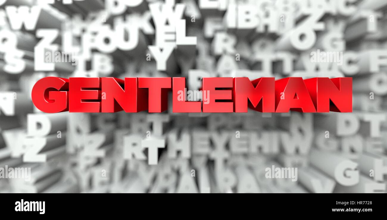 GENTLEMAN - Red text on typography background - 3D rendered royalty ...