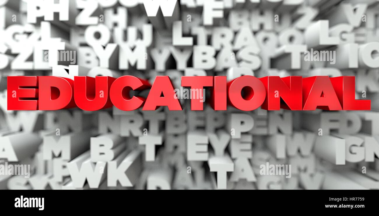 EDUCATIONAL - Red text on typography background - 3D rendered royalty ...