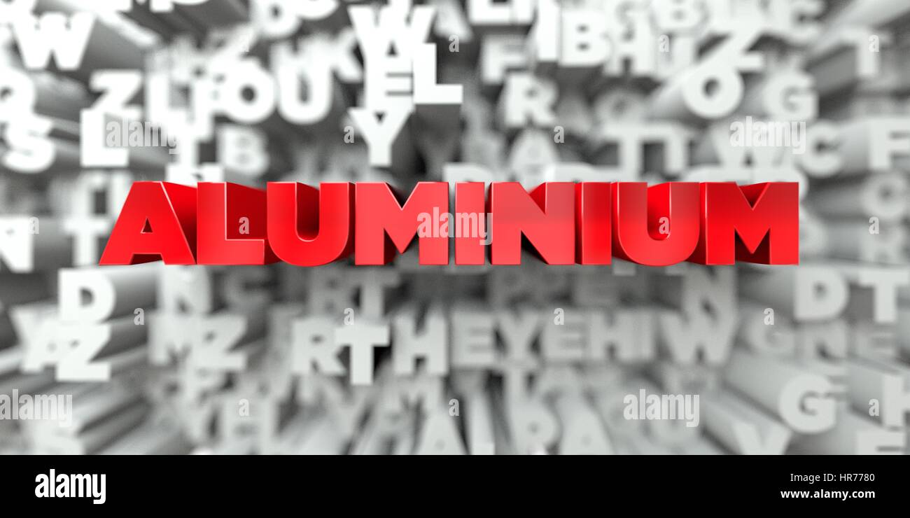 ALUMINIUM - Red text on typography background - 3D rendered royalty ...