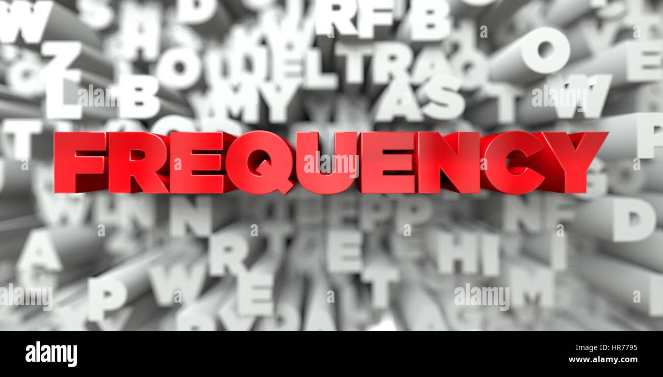 FREQUENCY - Red text on typography background - 3D rendered royalty ...