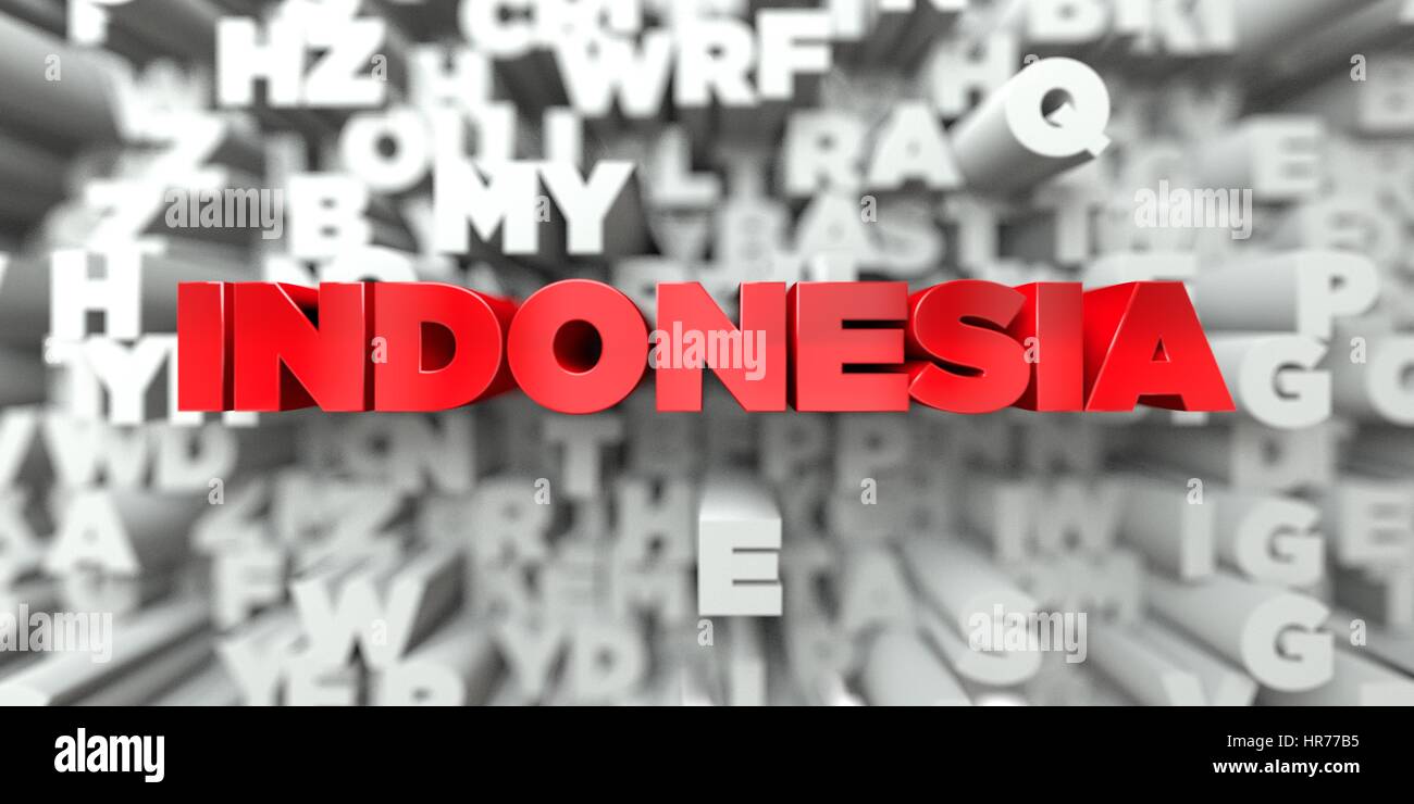 INDONESIA - Red text on typography background - 3D rendered royalty ...