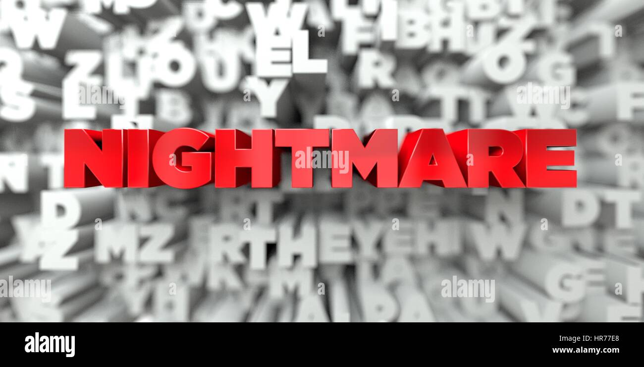NIGHTMARE - Red text on typography background - 3D rendered royalty ...