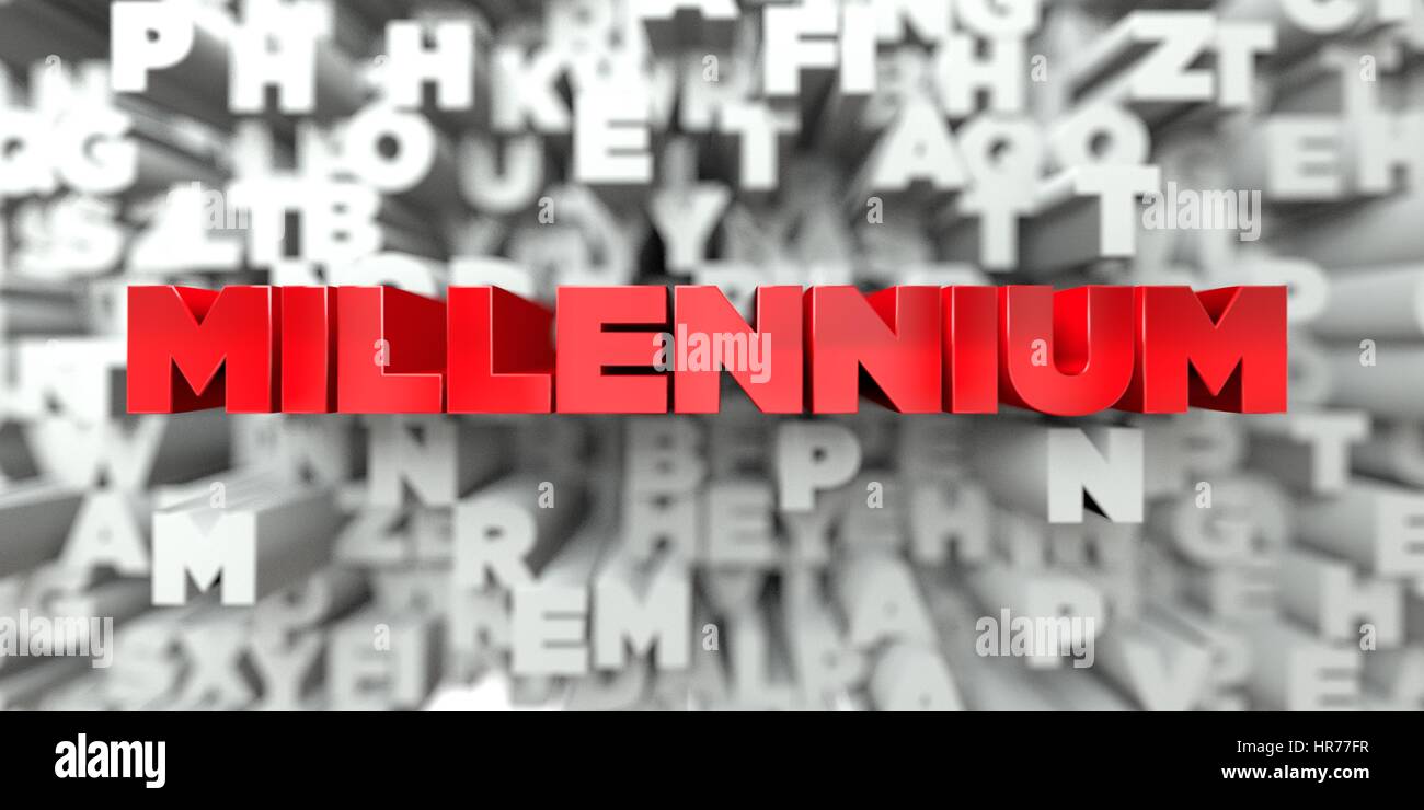 MILLENNIUM - Red text on typography background - 3D rendered royalty ...