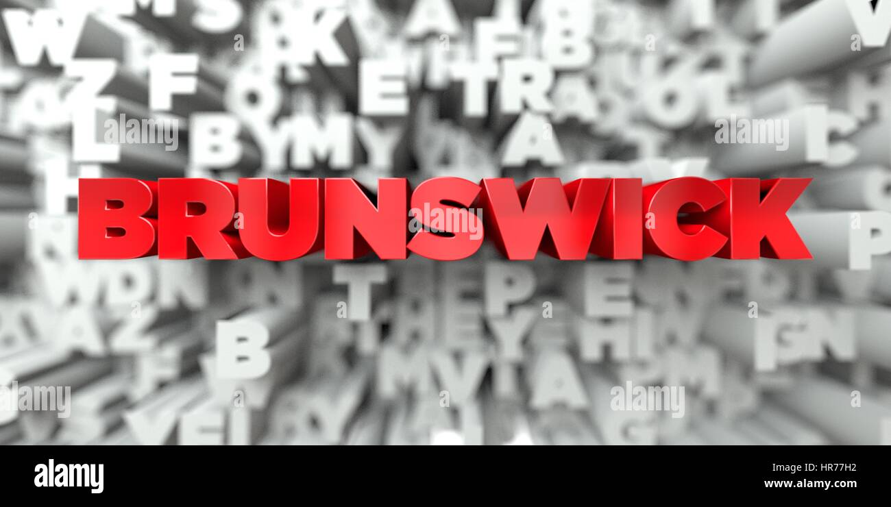 BRUNSWICK - Red text on typography background - 3D rendered royalty ...