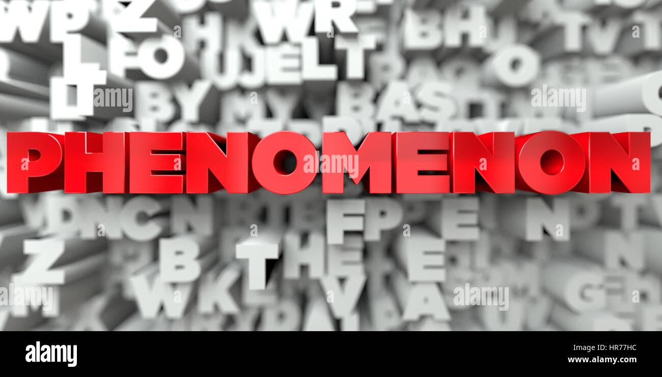 PHENOMENON - Red text on typography background - 3D rendered royalty ...