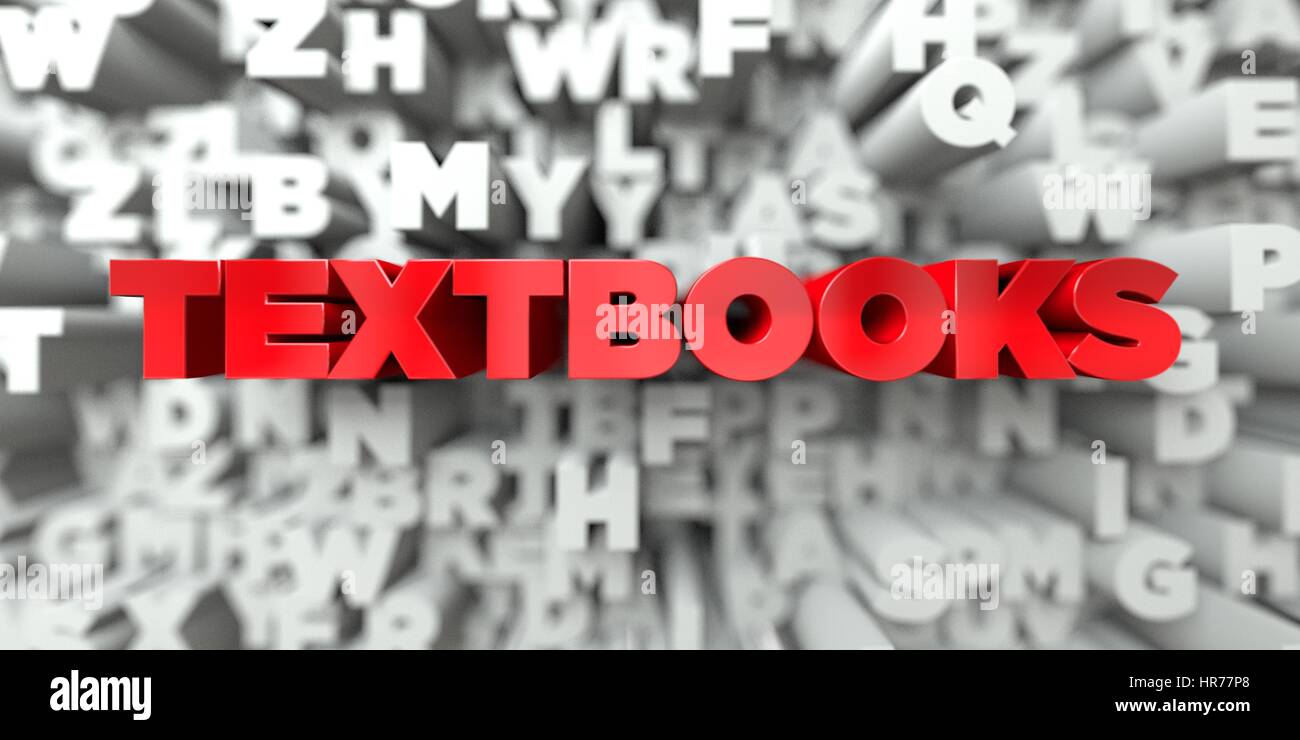 TEXTBOOKS - Red text on typography background - 3D rendered royalty ...