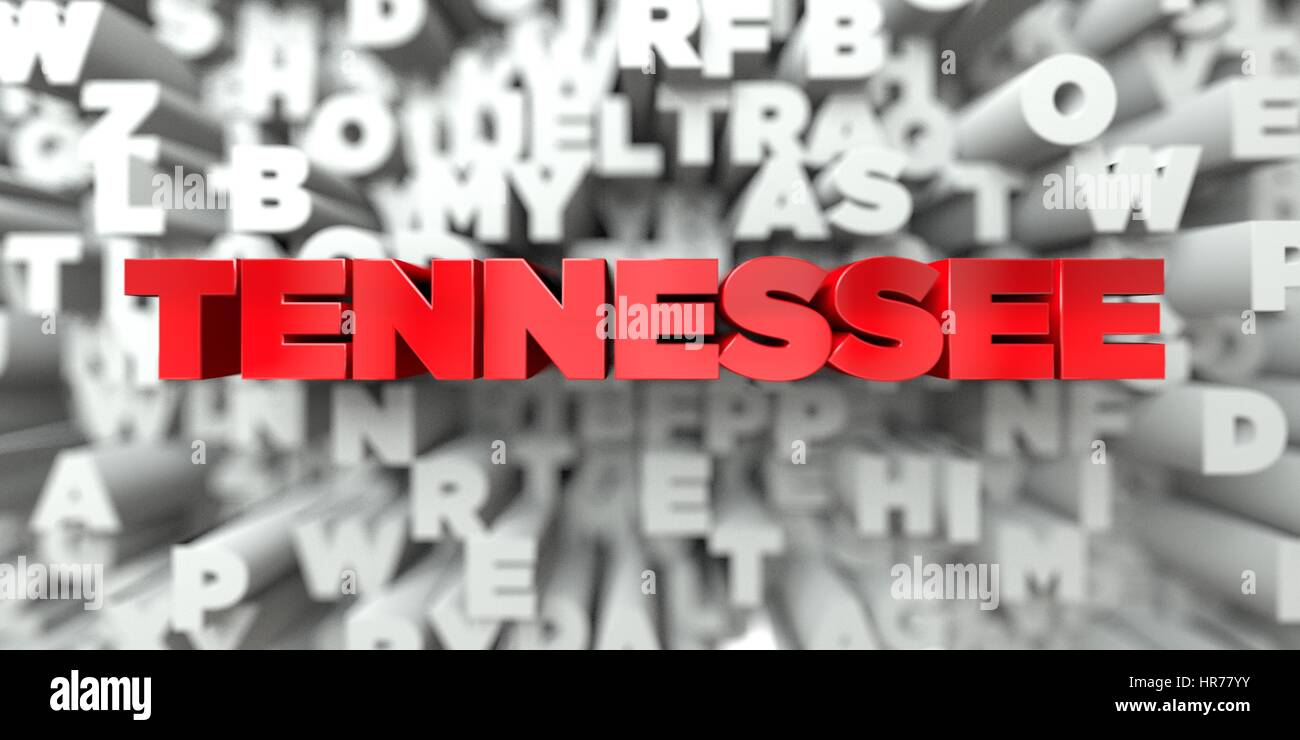 TENNESSEE - Red text on typography background - 3D rendered royalty ...