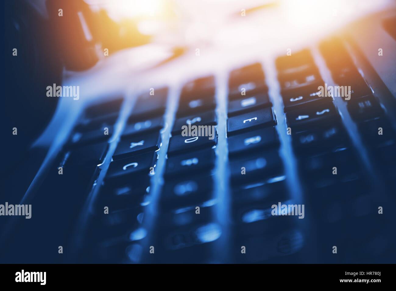 Modern Laptop Computer Workstation Closeup Photo. Computer and Digital ...