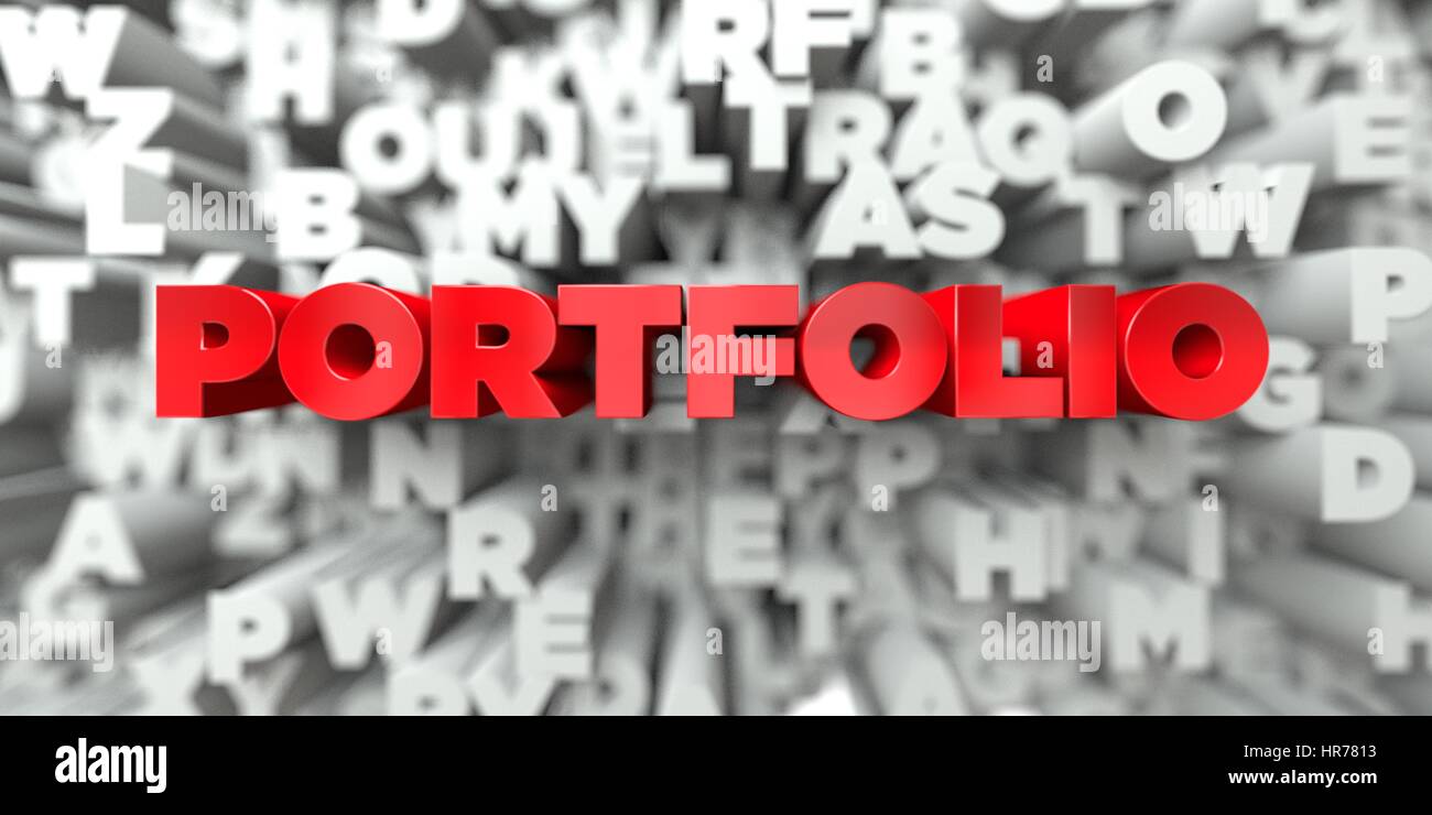 PORTFOLIO - Red text on typography background - 3D rendered royalty ...