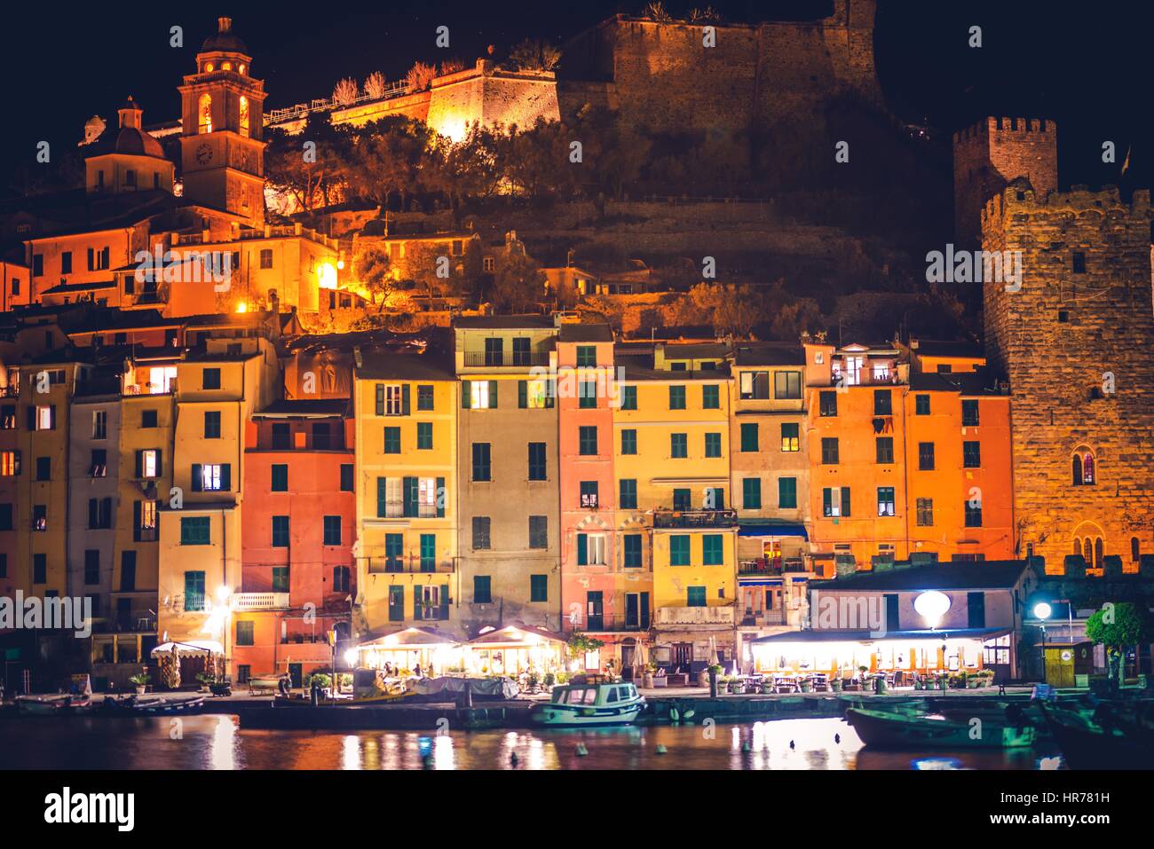 Night Time in the Porto Venere Village in Liguria Region of Italy ...