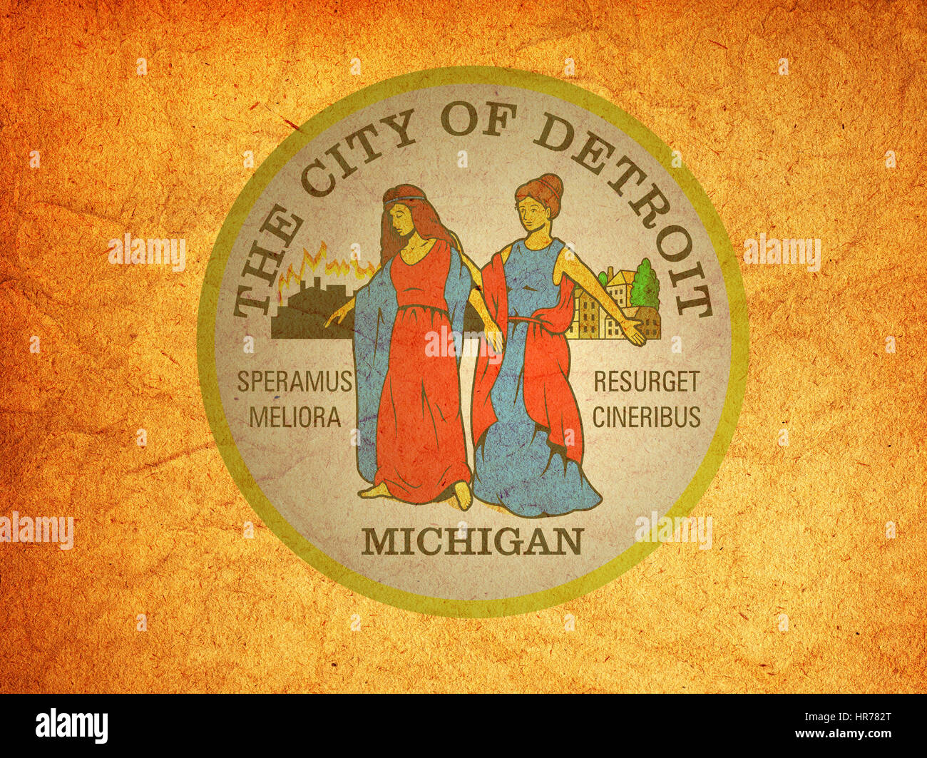 old vintage symbol of city of detroit Stock Photo - Alamy