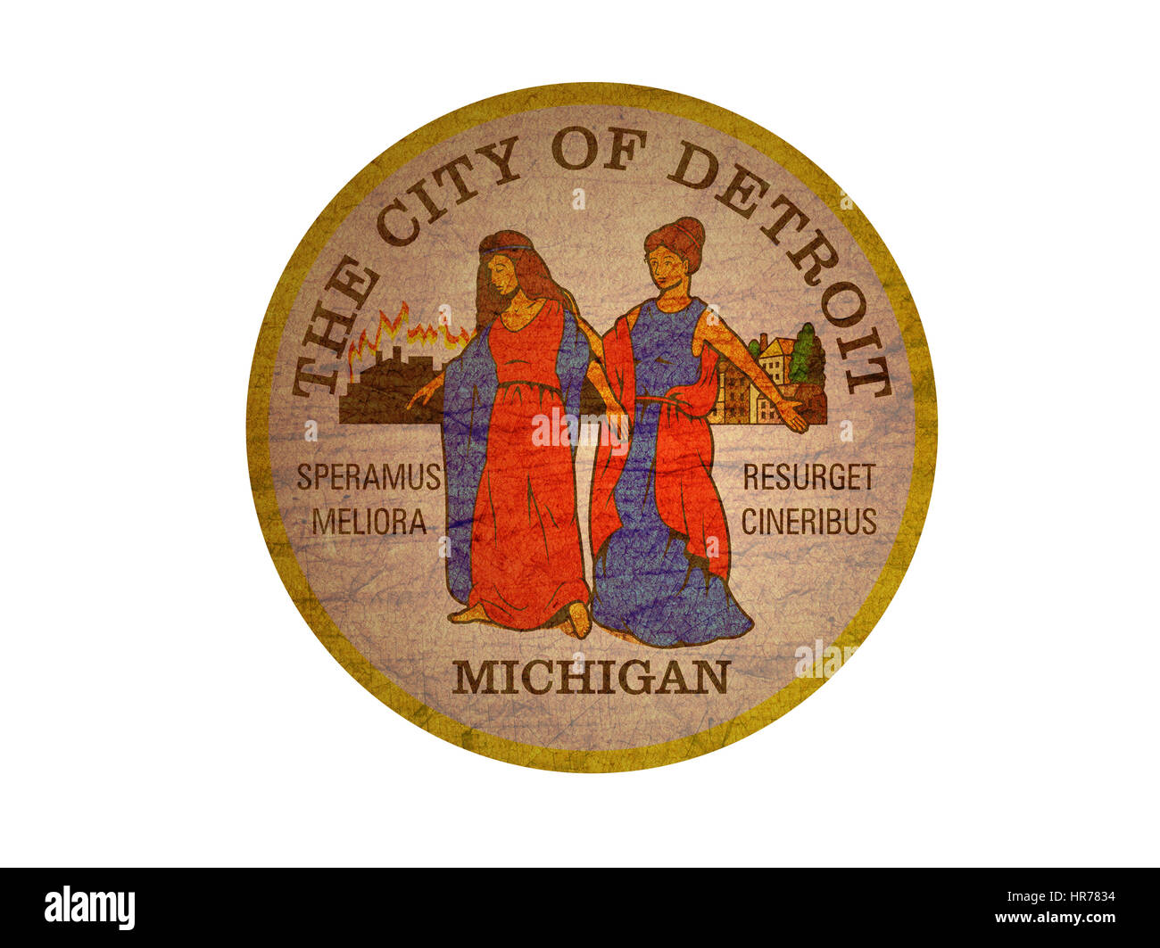 old vintage symbol of city of detroit Stock Photo - Alamy